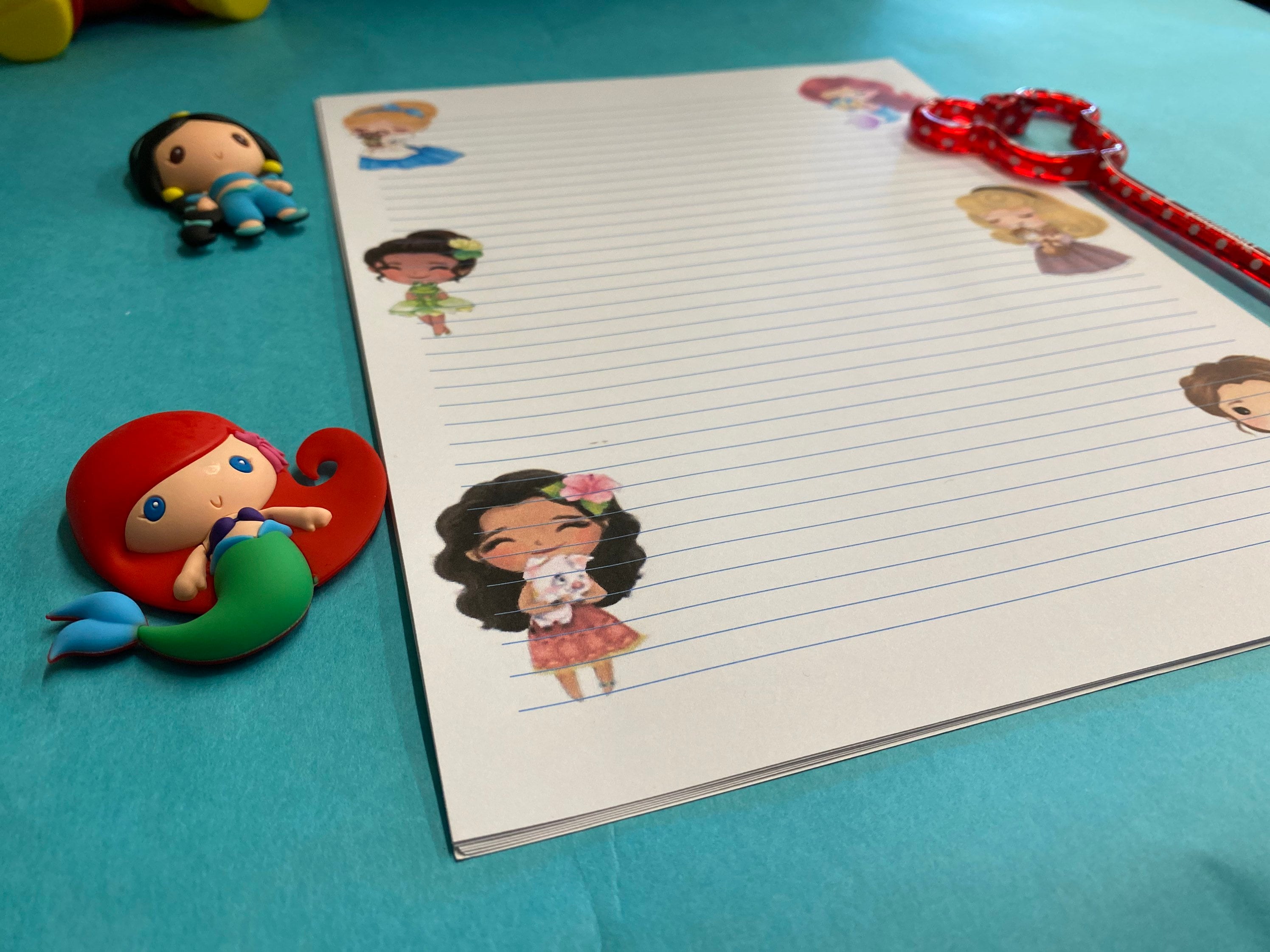 Disney-inspired Chibi Princesses Lined Writing Paper, Stationery - Etsy