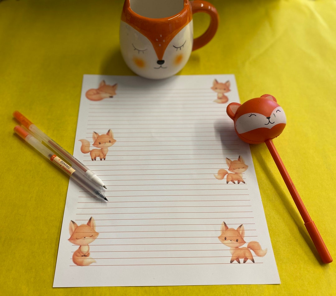 Kawaii Red Foxes Lined Writing Paper, Stationery - Etsy