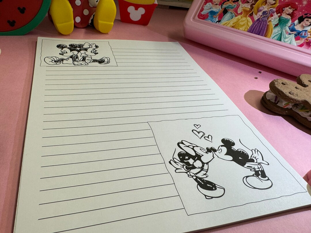 Disney-inspired Kawaii Mickey and Minnie Lined Writing Paper - Etsy