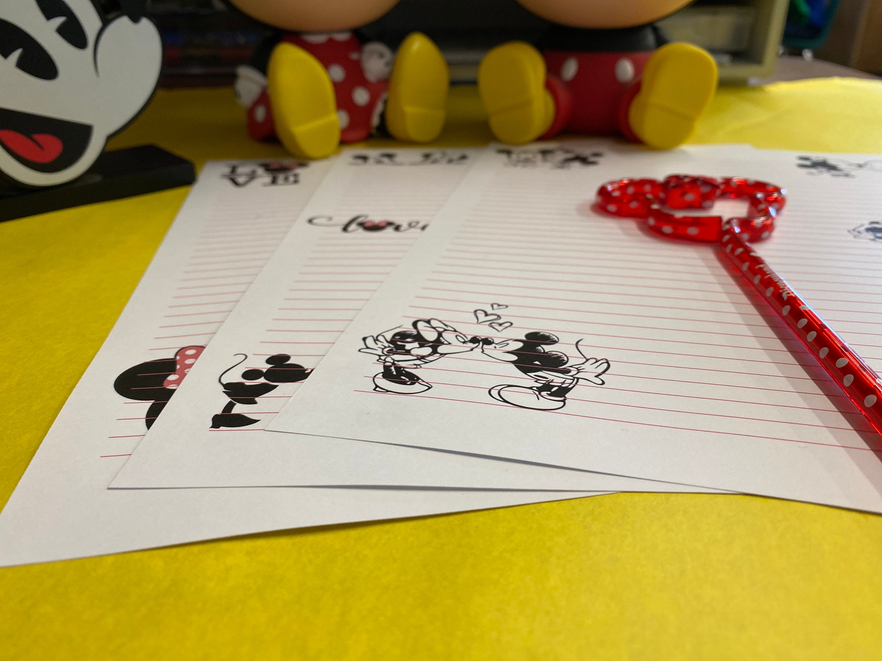 Disney-inspired Minnie and Mickey Mouse Lined Writing Paper, Stationery ...