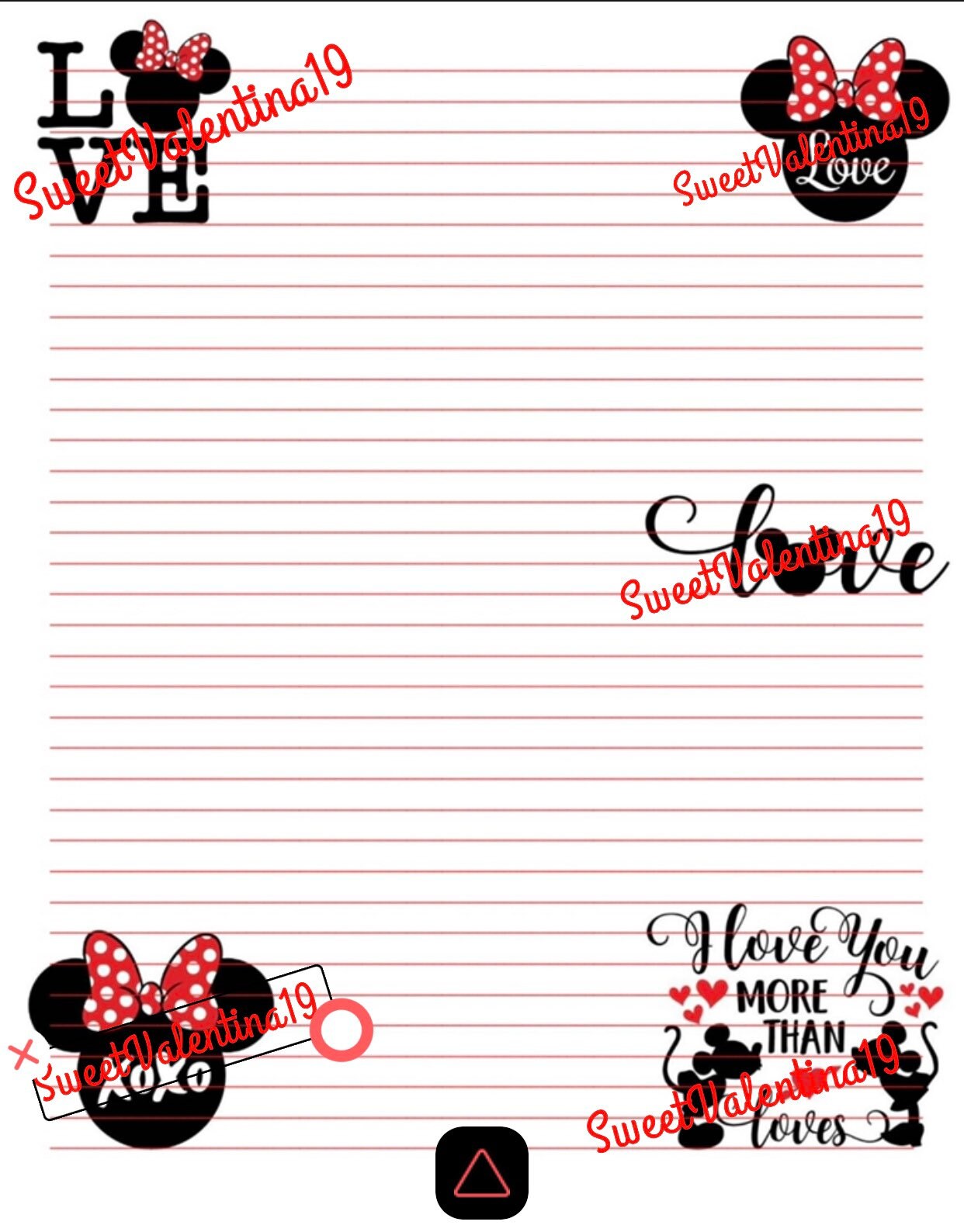 Disney-inspired Minnie and Mickey Mouse Lined Writing Paper - Etsy