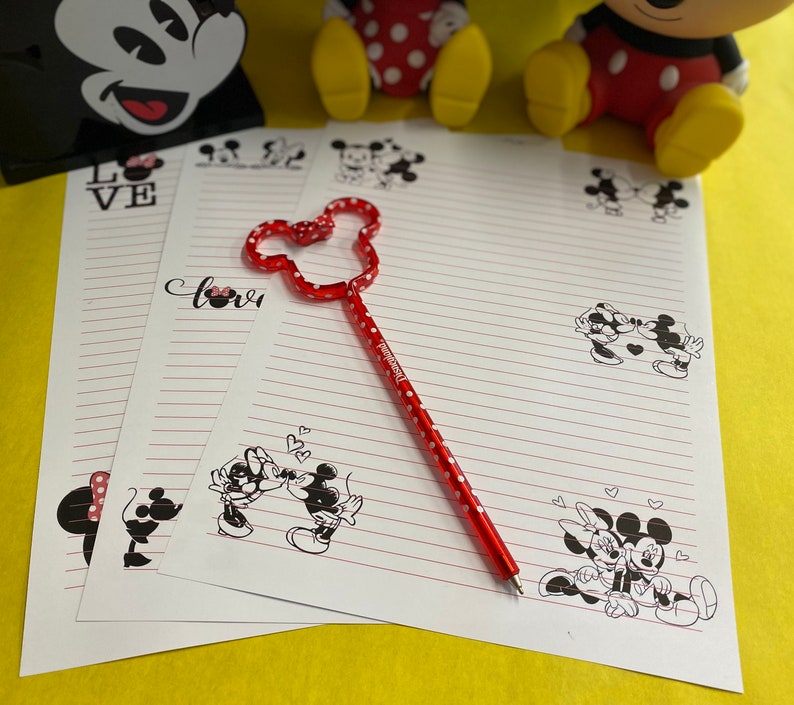 Disney-inspired Minnie and Mickey Mouse Lined Writing Paper, Stationery ...