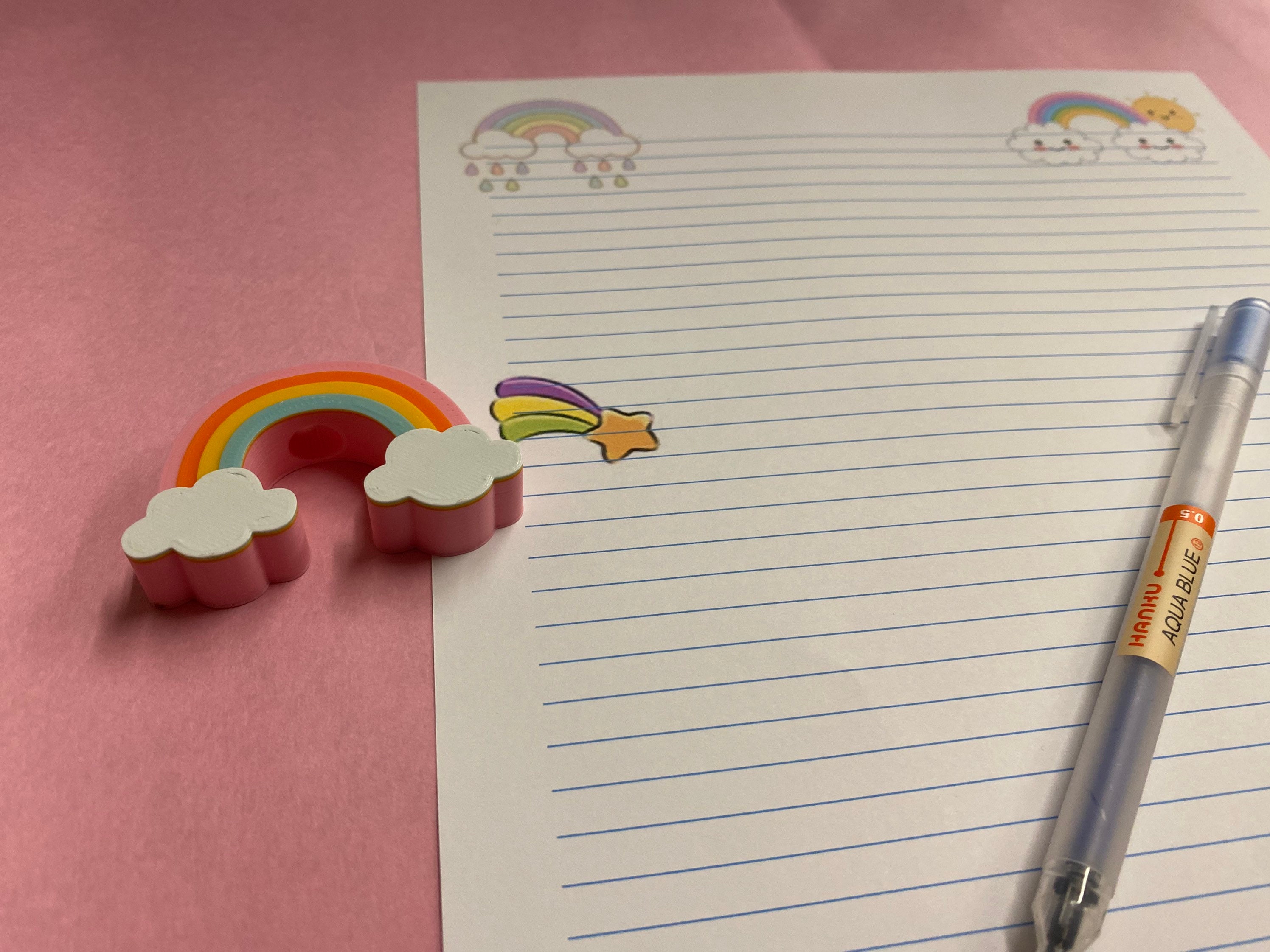Kawaii Rainbow Lined Writing Paper, Stationery - Etsy