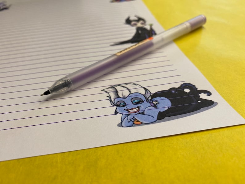 Disney-inspired Chibi/kawaii Villains Lined Writing Paper - Etsy