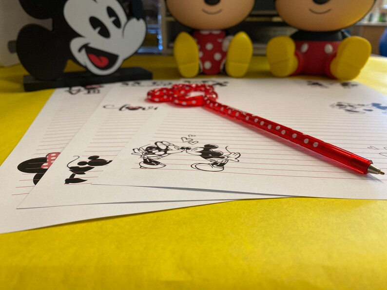 Disney-inspired Minnie and Mickey Mouse Lined Writing Paper, Stationery ...