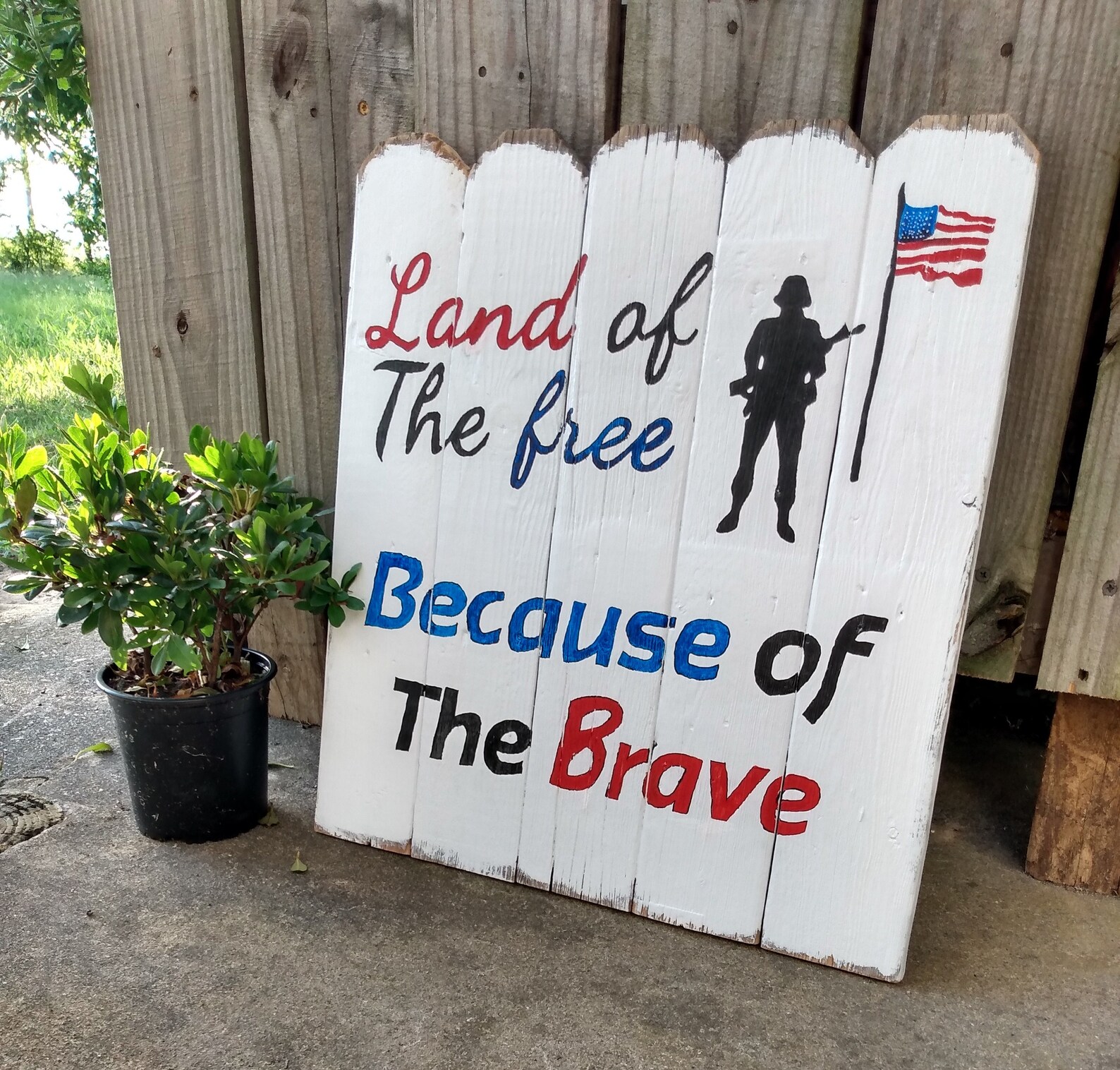 Land of the Free Because of the Brave Wood Sign - Etsy