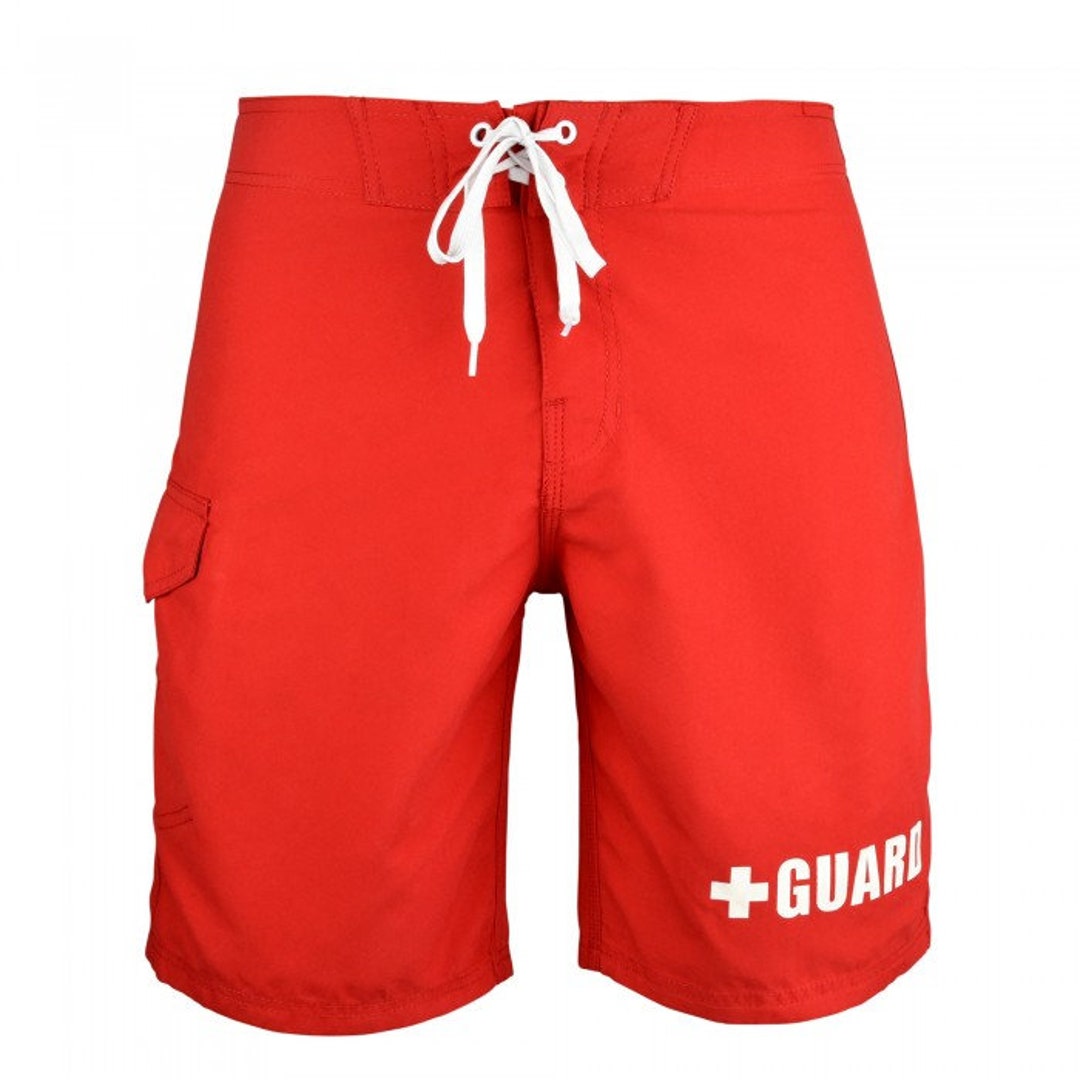 Mens Lifeguard Board Shorts II 9 Red / 100% Polyester / Swim Shorts ...