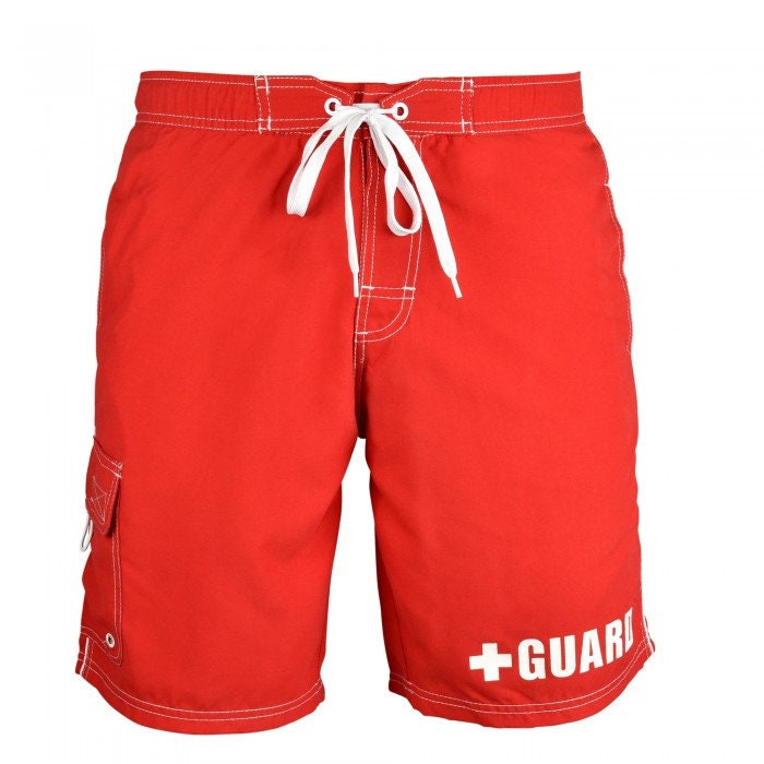 Mens Lifeguard Board Shorts 9 Red / 100% Polyester / Swim Shorts ...