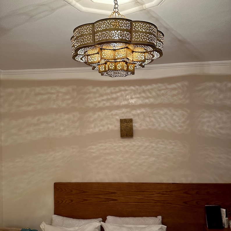 Moroccan Round Pendant Oriental Bronze Hanging Lamp , Moroccan Brass ...