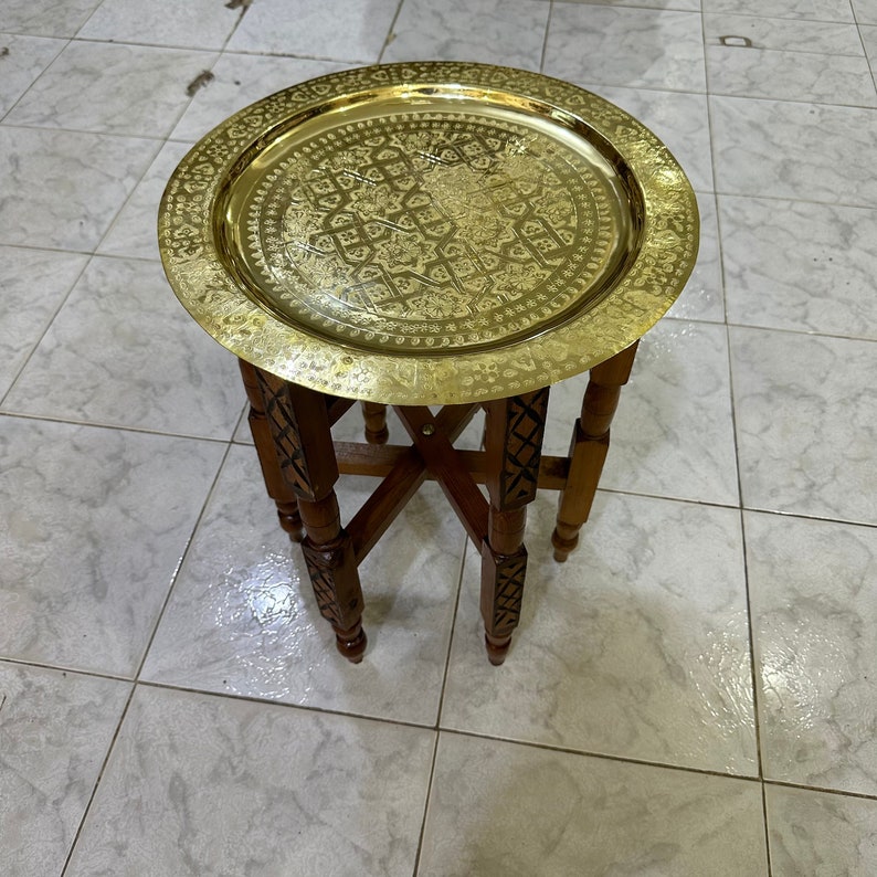 Moroccan Brass Table, Moroccan Table in Wood and Brass, Marrakech Fés ...