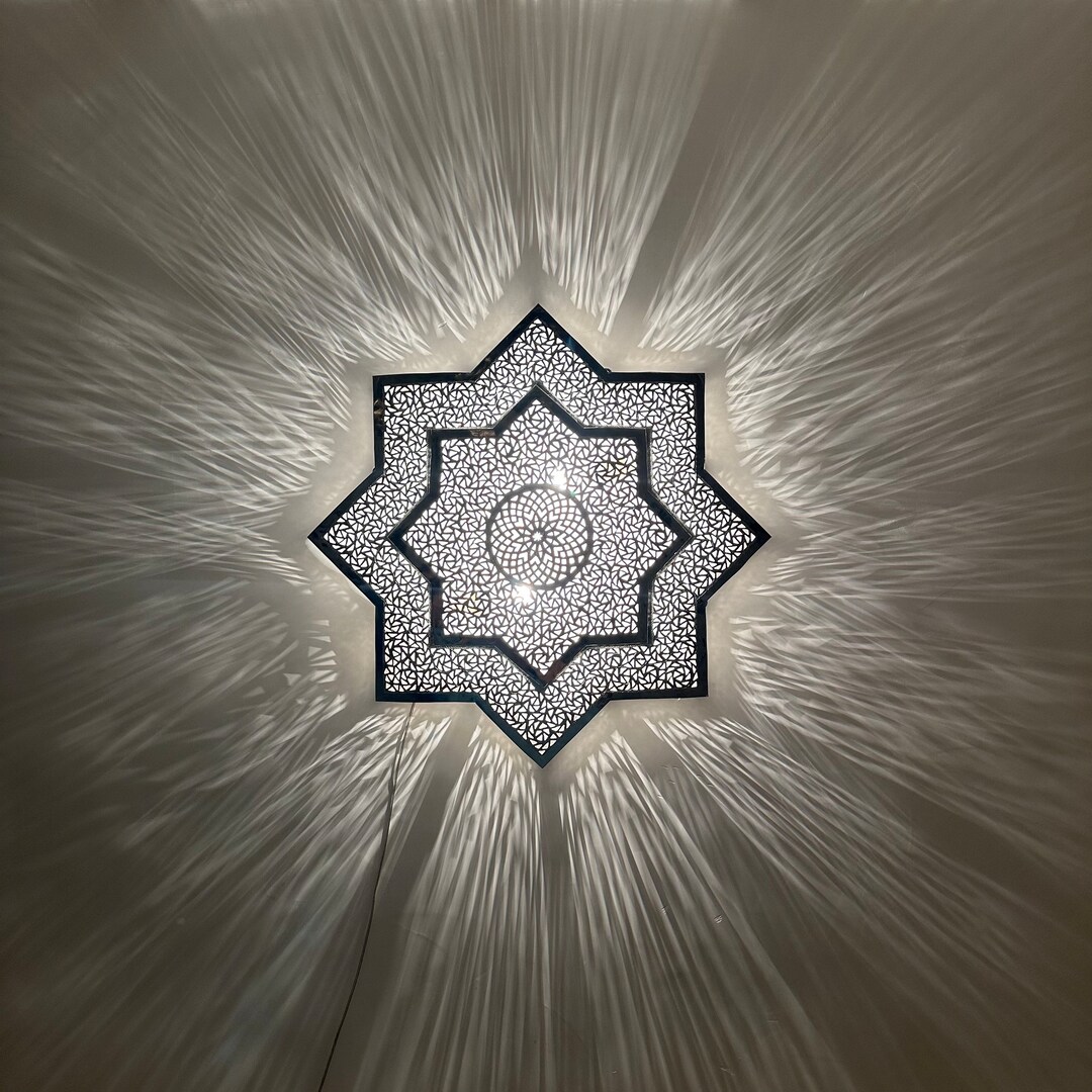 Brass Ceiling Light, Moroccan Star-shaped Brass Ceiling Light, Lamp ...