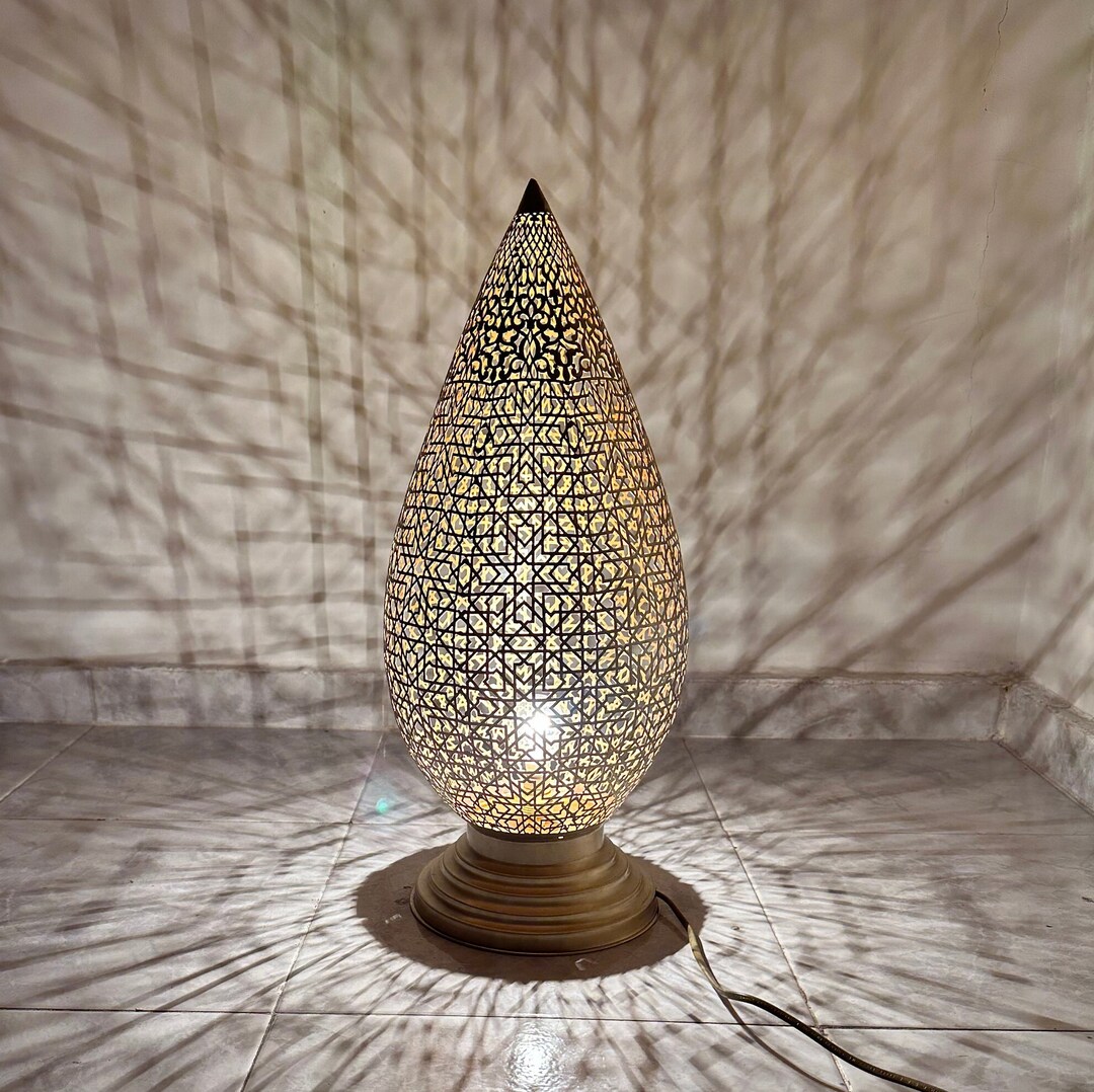 Moroccan Brass Table Lamp Silver Night Light Modern Moroccan - Etsy