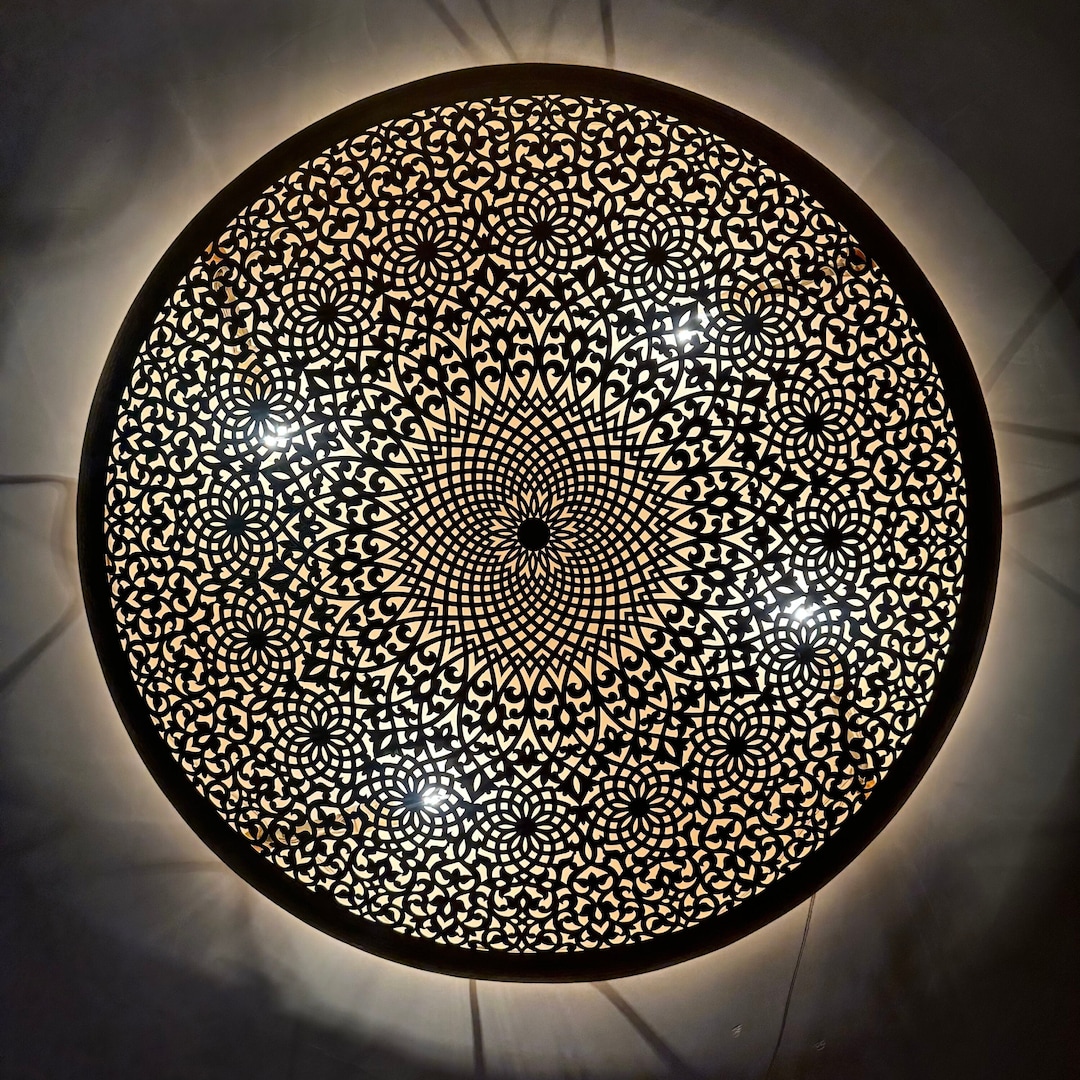 Moroccan Brass Round Wall Light Lamp, Round Light, Moroccan Wall Lamp ...
