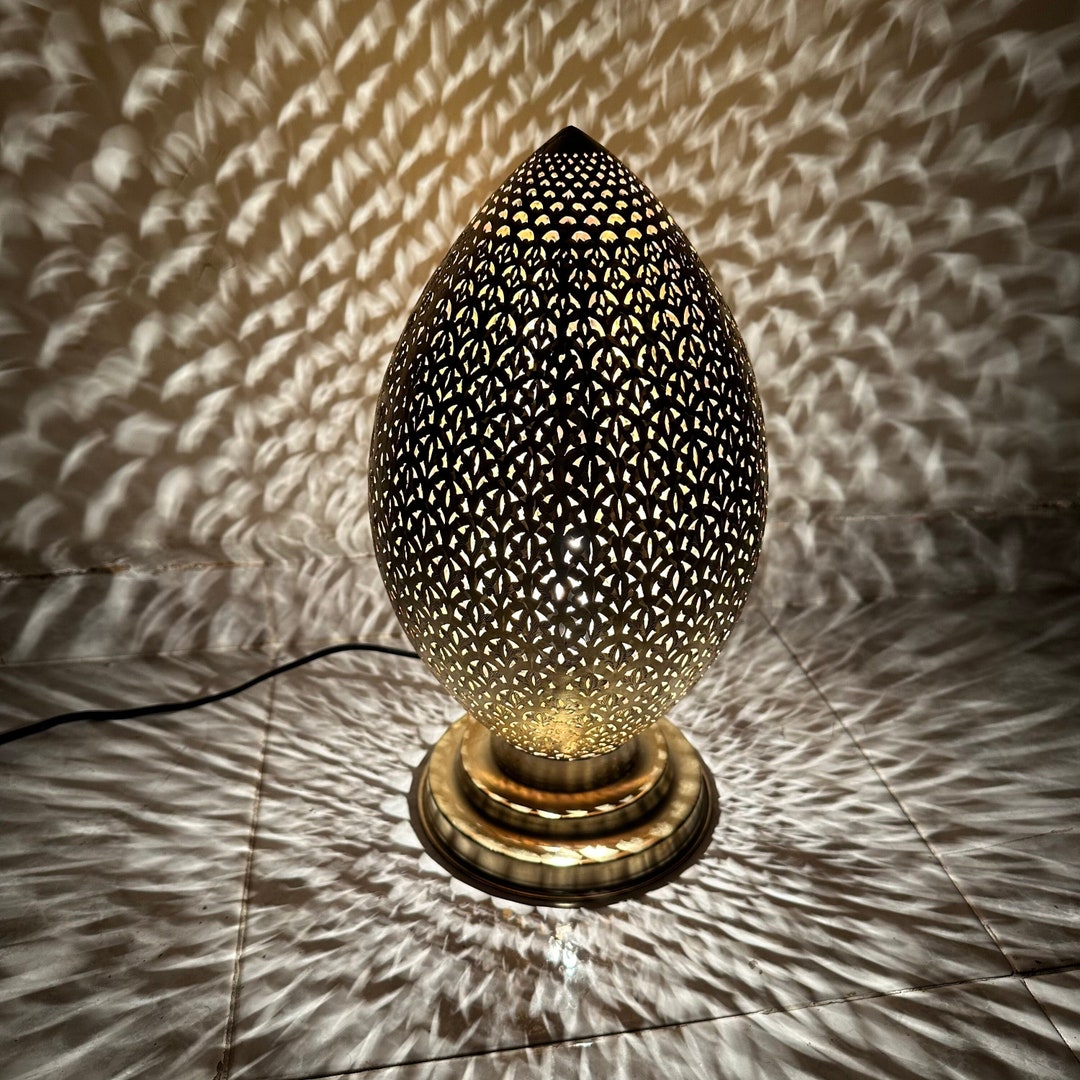 Moroccan Brass Table Lamp, Bronze Night Light, Handmade Moroccan ...