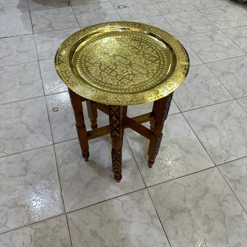 Moroccan Brass Table, Moroccan Table in Wood and Brass, Marrakech Fés ...