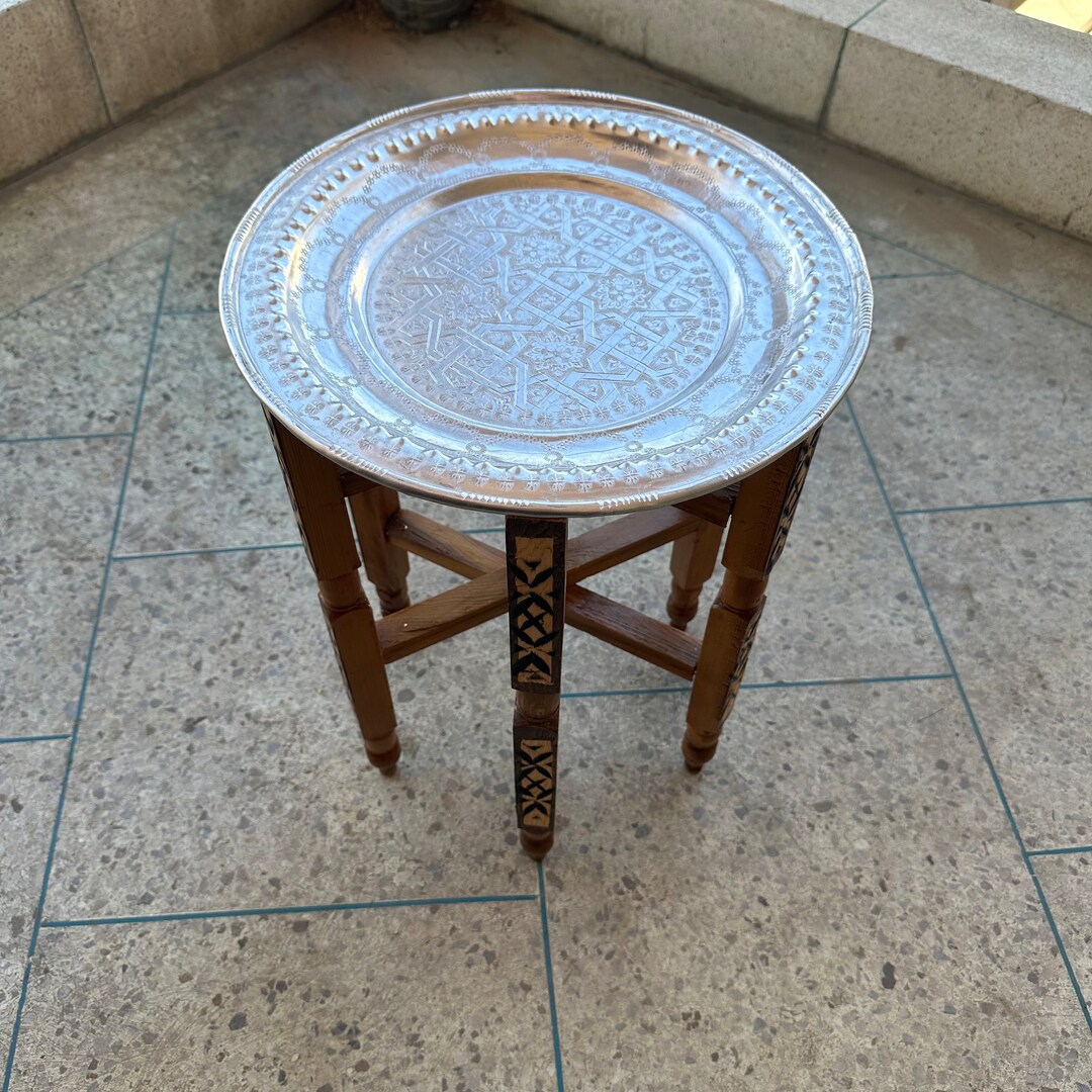 Moroccan Aluminum Table, Silver Table, Handmade Table, Easy to Arrange ...