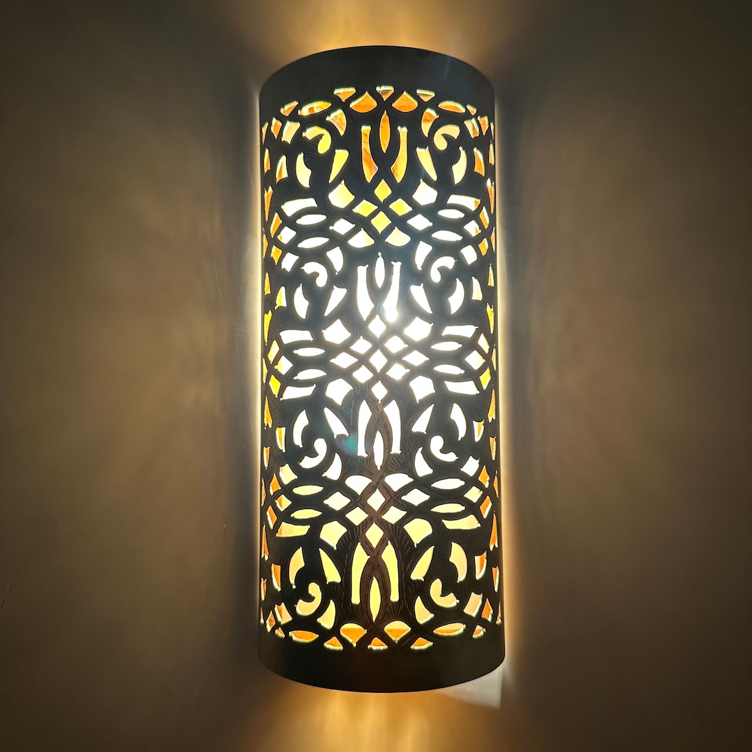 Moroccan Brass Sconce , Moroccan Wall Lamp, Silver Wall Lamp ...
