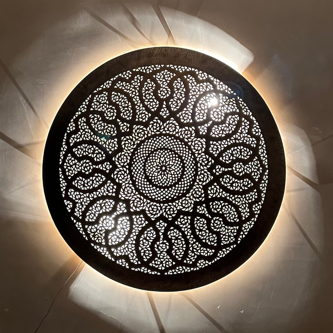 Moroccan Brass Wall Lamp, Round Light, Moroccan Bronze Wall Lamp ...