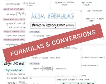 ACSM-CEP Conversion Flowchart Study Sheet, Clinical Exercise Physiology ...
