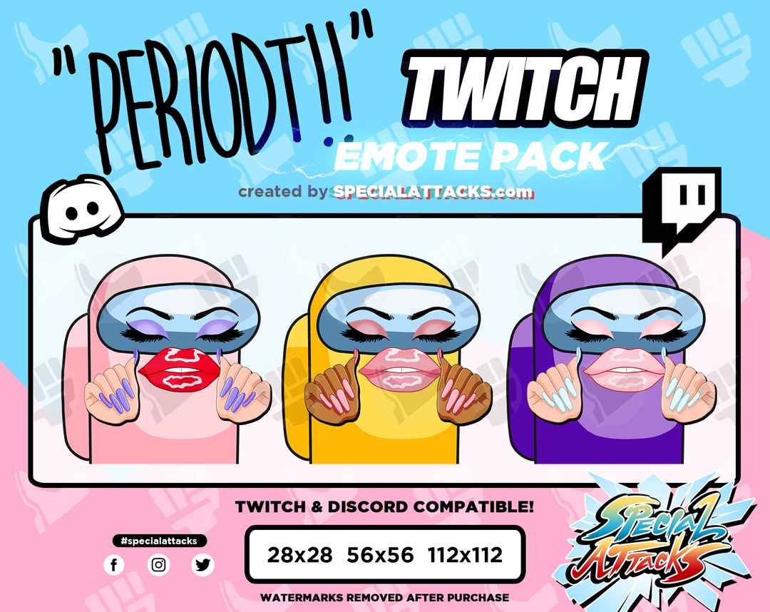 Twitch - Discord Emote Pack | Periodt Lips Nails Lashes Emote - Etsy