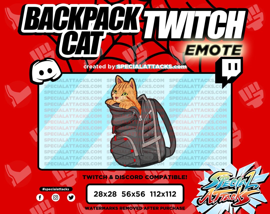 Twitch - Discord Emote | Backpack Cat - Etsy