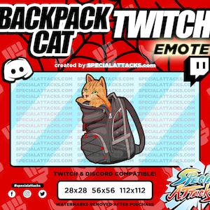 Twitch Discord Emote Backpack Cat | Etsy