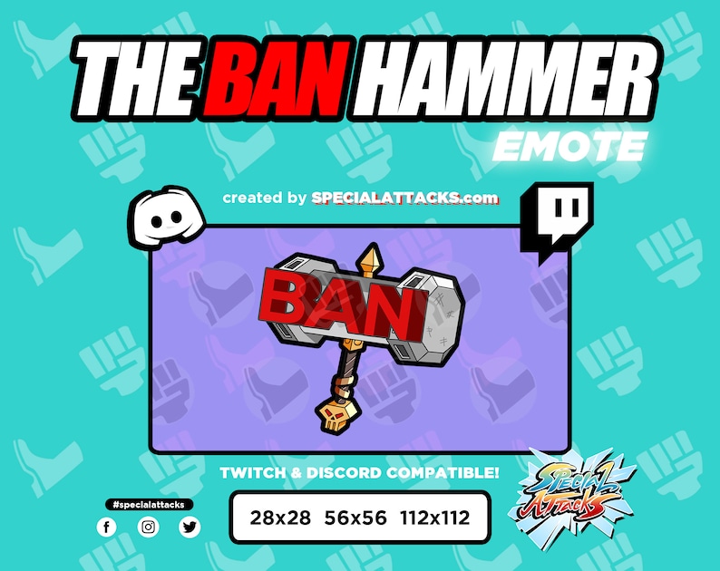 Twitch Discord Emote the Ban Hammer - Etsy