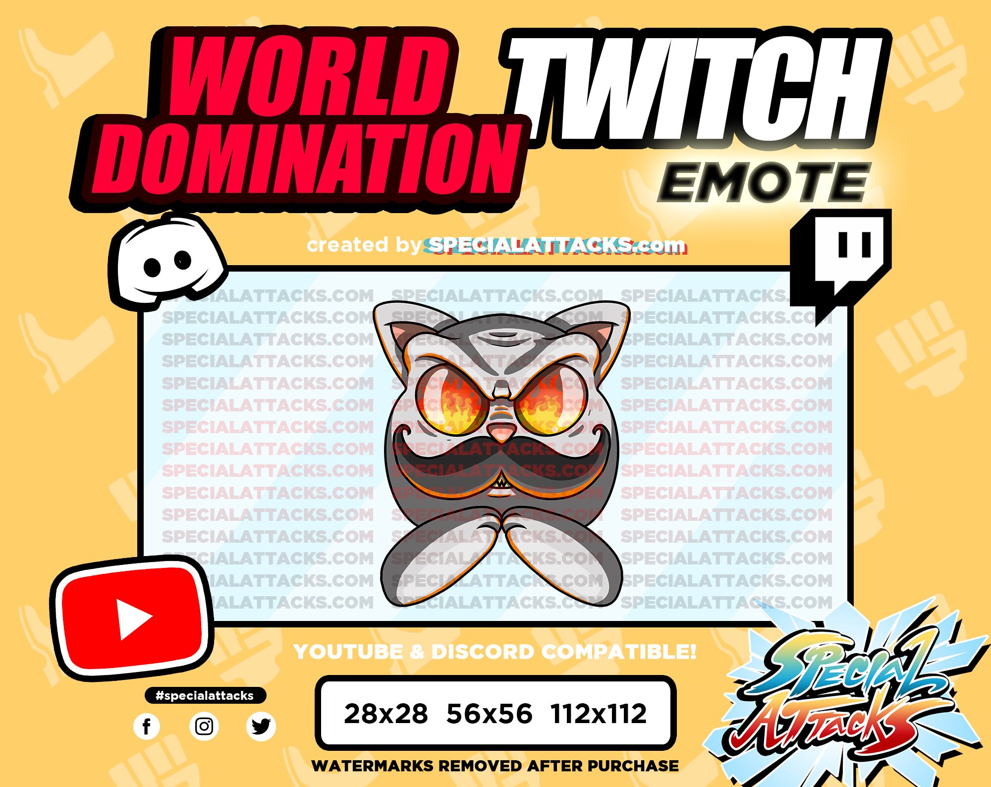 Twitch - Discord Emote | World Domination Cat - Kitten - Evil Moustache ...