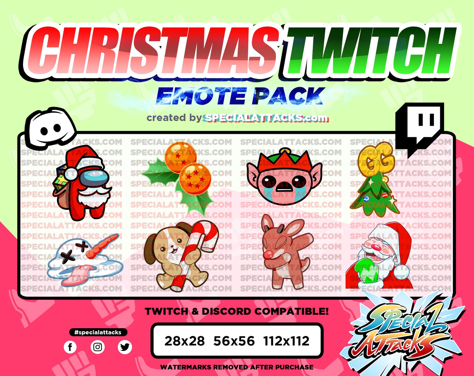 8 Twitch Discord Christmas Holiday Emotes Pack - Santa Claus / GG Tree ...