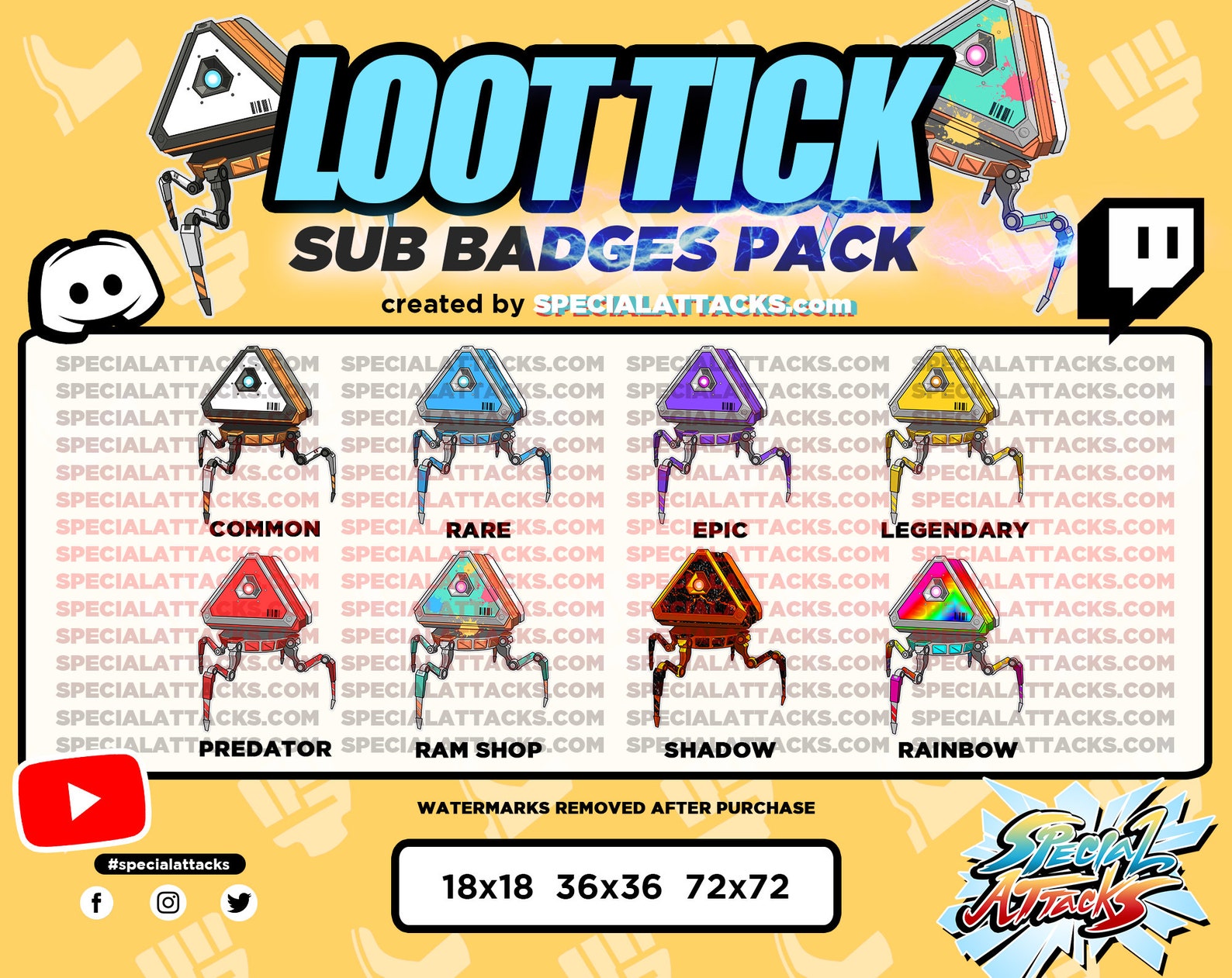 Twitch Discord Sub Badge 8 Pack | Loot Tick - Loot Box - Etsy UK
