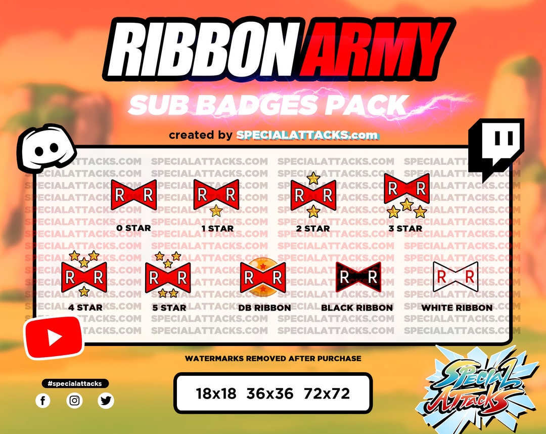 Twitch - Discord Red Ribbon Army Sub Badge Pack - Etsy