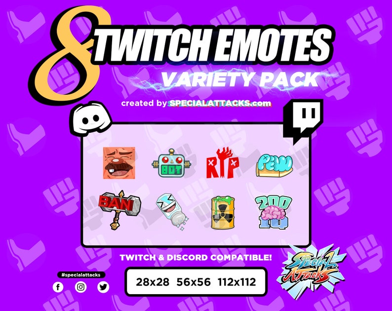 8 Twitch Discord Emotes Variety Pack | Etsy