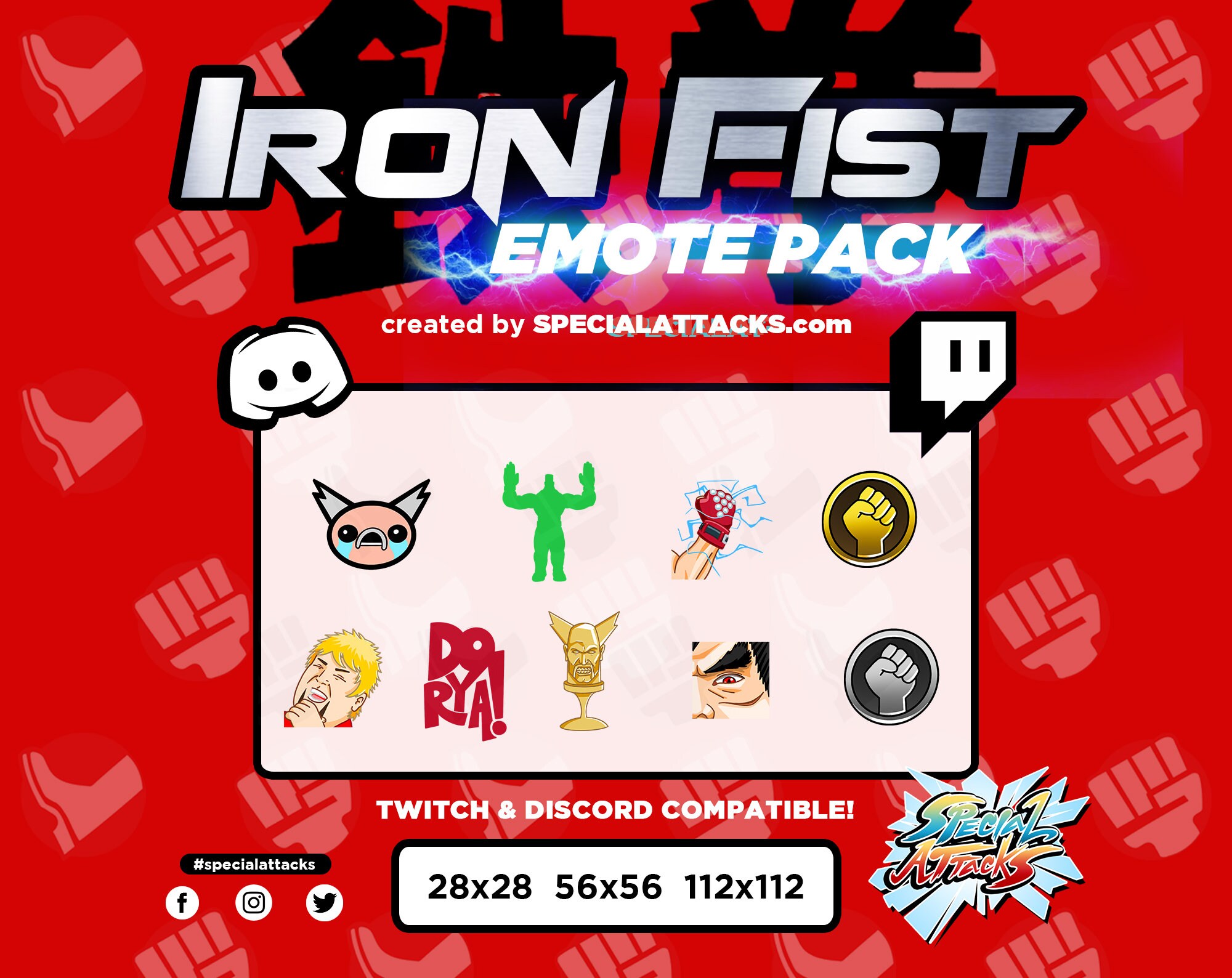 Tekken Fighting Game Twitch Discord 8 Emotes Bundle Pack plus One BONUS ...
