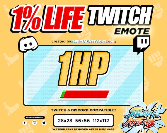 Twitch Discord Emote 1HP Life 1 Percent Life Magic - Etsy