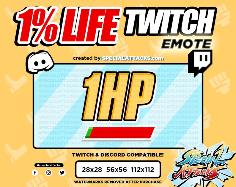 Twitch Discord Emote 1HP Life 1 Percent Life Magic - Etsy