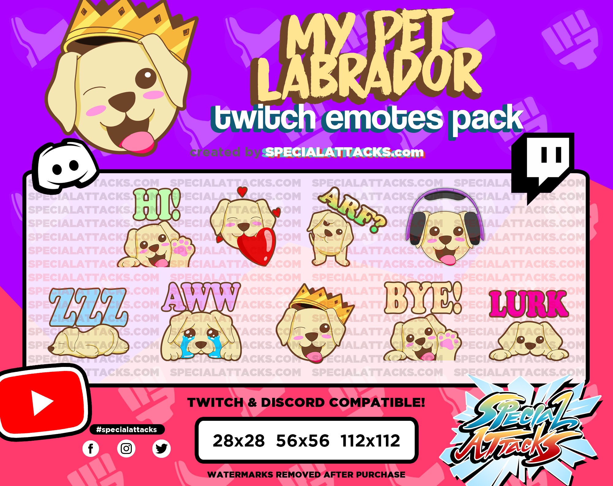 Twitch - Discord Pet Dog Emote Pack | My Pet Labrador Retriever Puppy ...