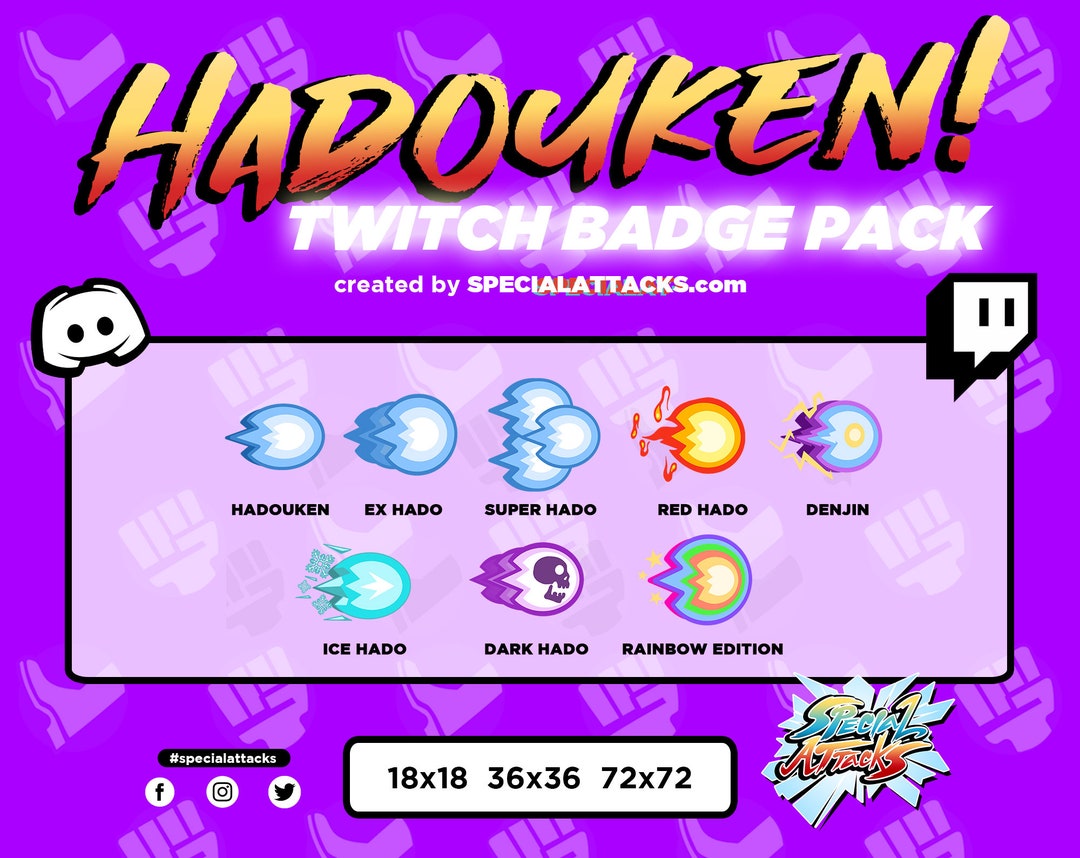 Street Fighter Hadouken Fireball Twitch Sub Badge 8 Pack - Etsy
