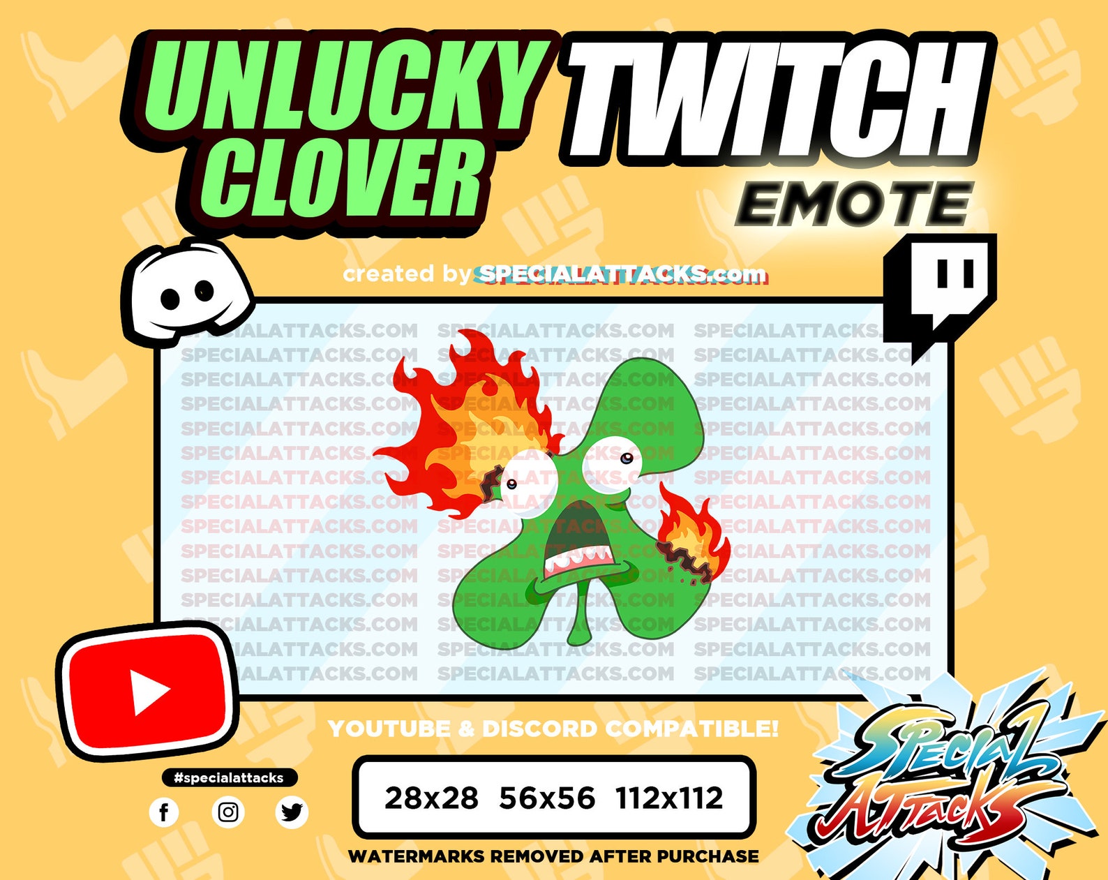 Twitch Discord Emote Unlucky Four Leaf Clover Lucky 4 - Etsy Ireland