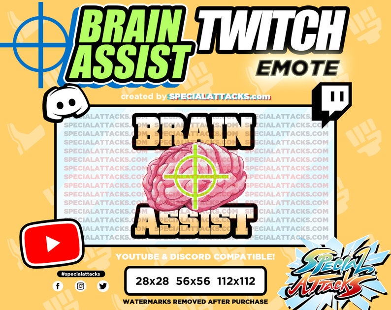 Twitch Discord Emote Brain Assist Target Perfect Aim - Etsy