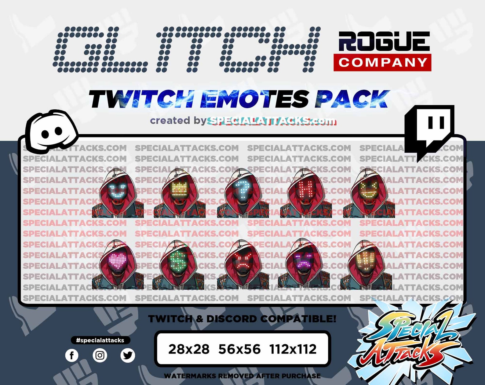 Twitch Discord Glitch 10 Emotes Pack Rogue Company - Etsy