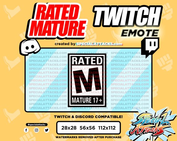 Twitch Discord Emote Rated Mature Label | Etsy