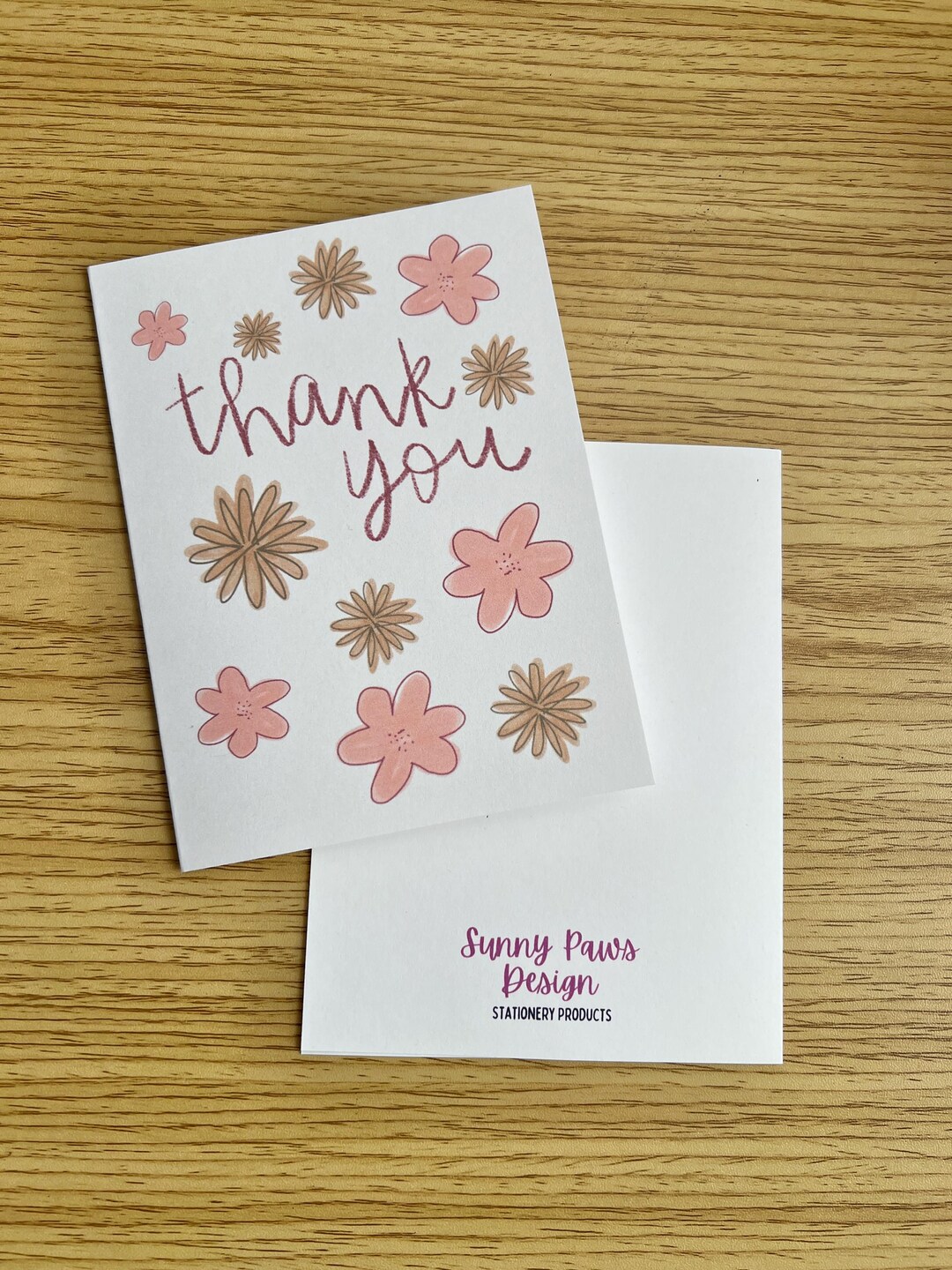 Handmade Floral Thank You Card, Blank Birthday Greeting Card, A2 ...