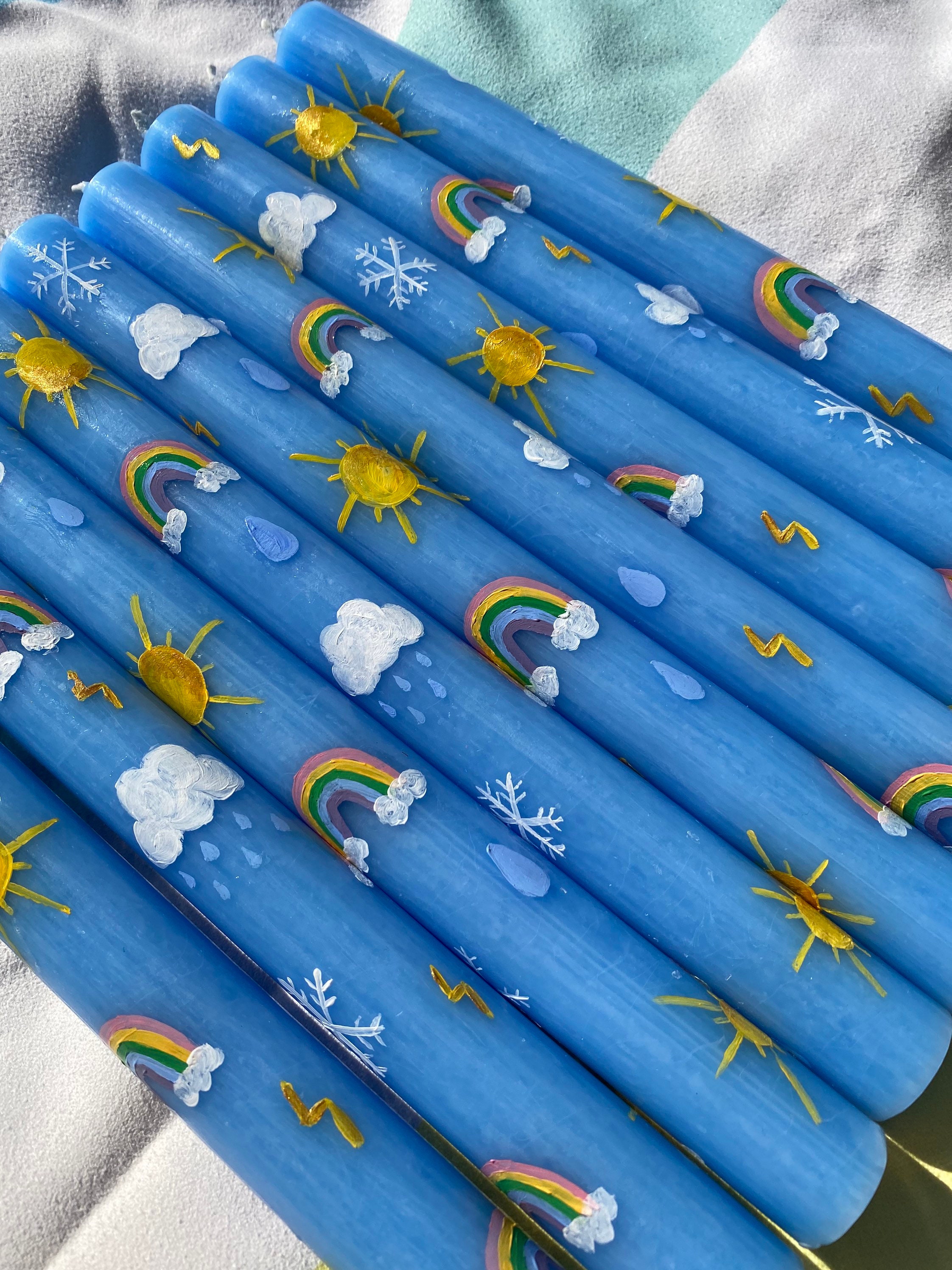 Rainbow Candle, Sunshine Candle, Painted Candles, Dinner Candles ...