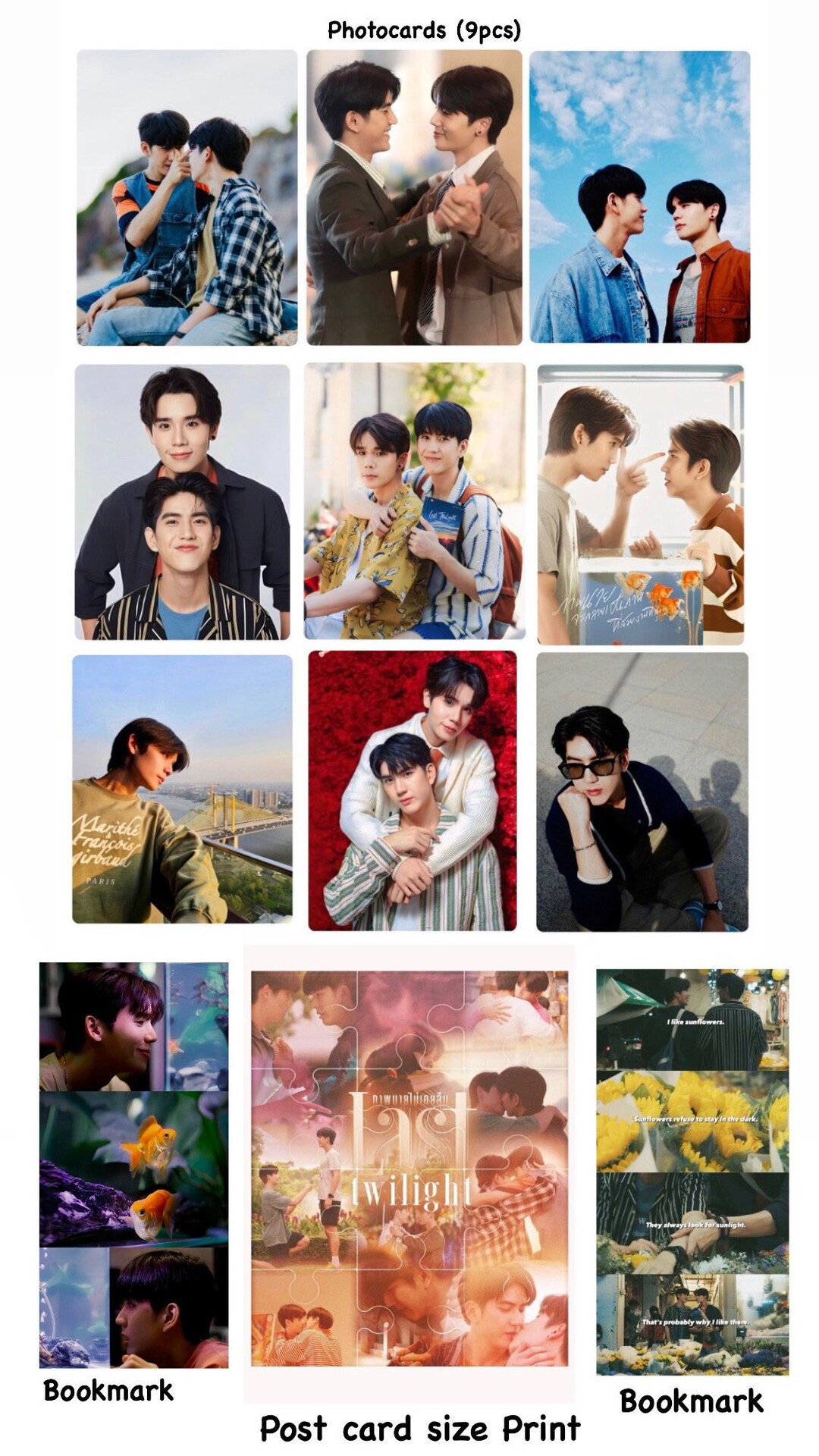 Last Twilight Thai BL Series Set Photocards, Bookmarks/photostrips ...