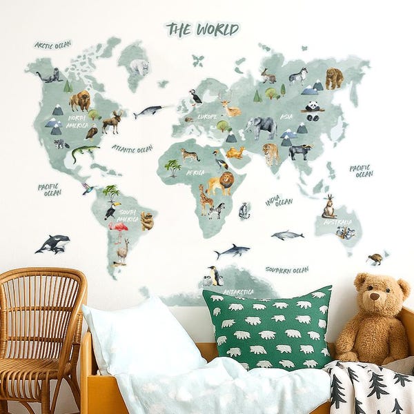 Continent Wall Sticker - Etsy UK