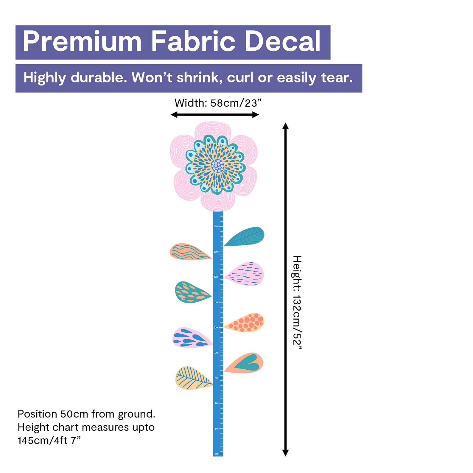 Flower Height Chart Wall Sticker Growth Chart Decal Kids - Etsy UK