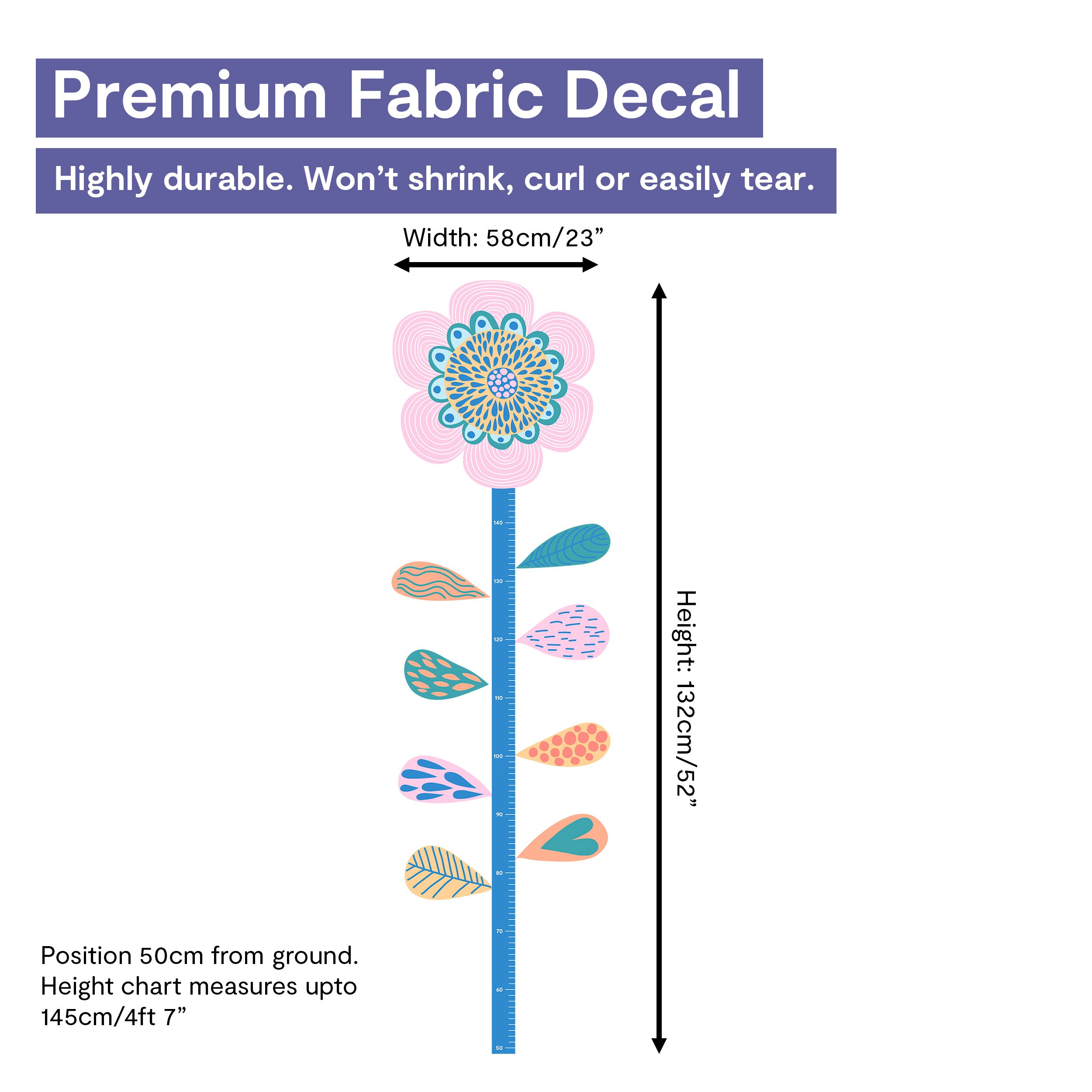 Flower Height Chart Wall Sticker Growth Chart Decal Kids | Etsy