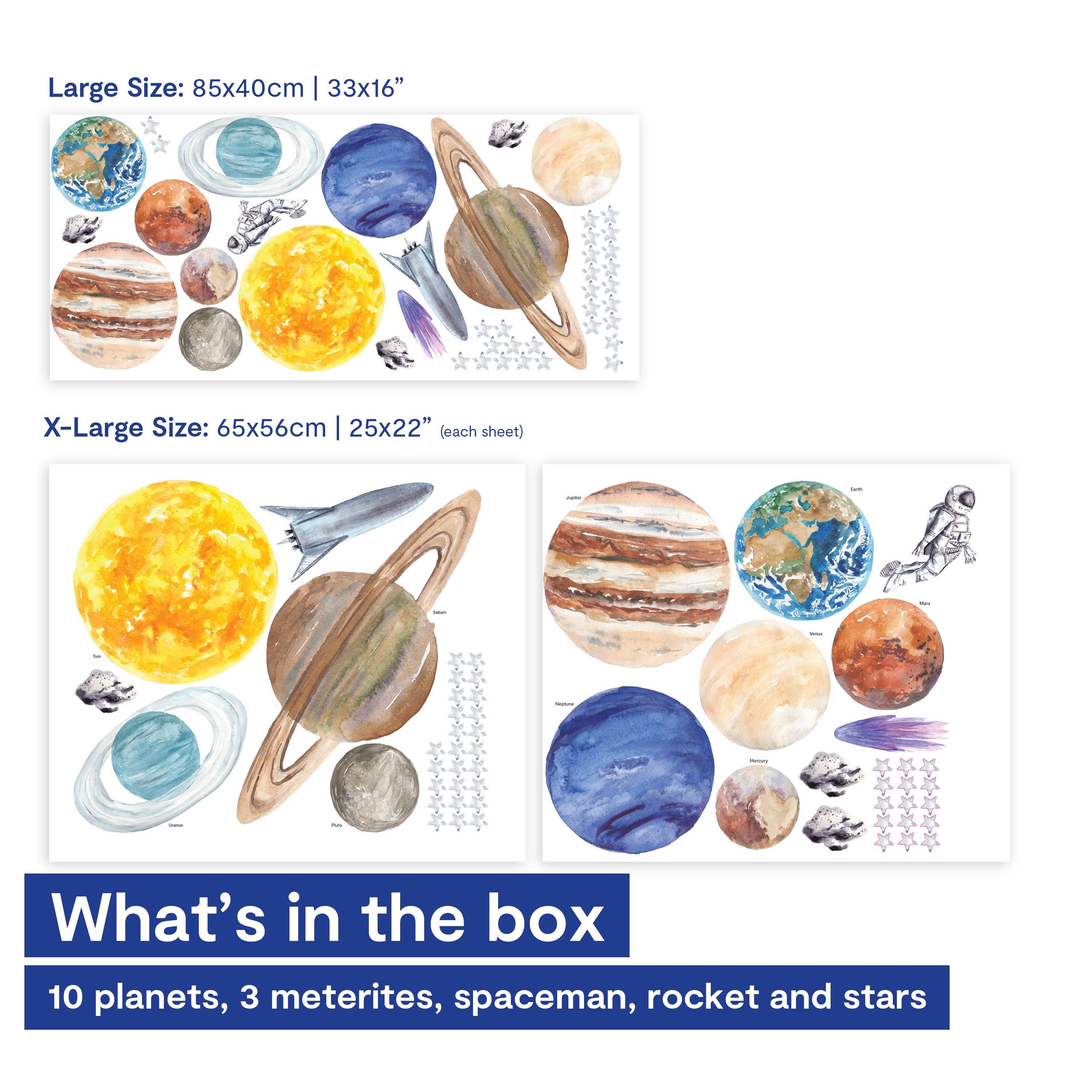 Watercolour Solar System Wall Stickers for Kids' Bedroom | Etsy