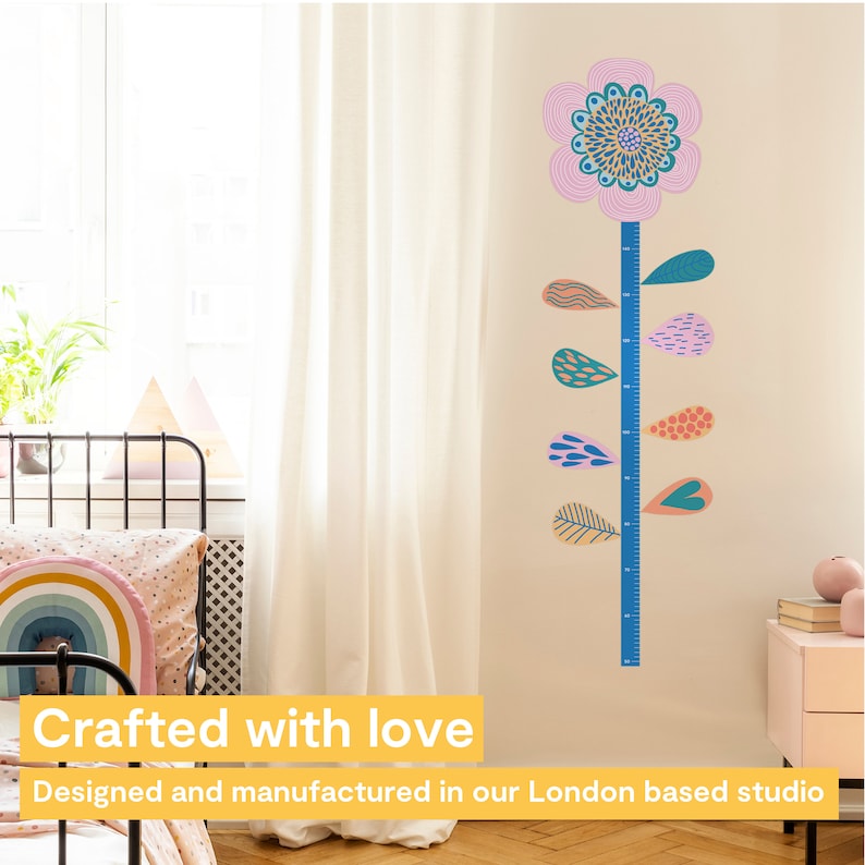 Flower Height Chart Wall Sticker | Growth Chart Decal | Kids Height ...