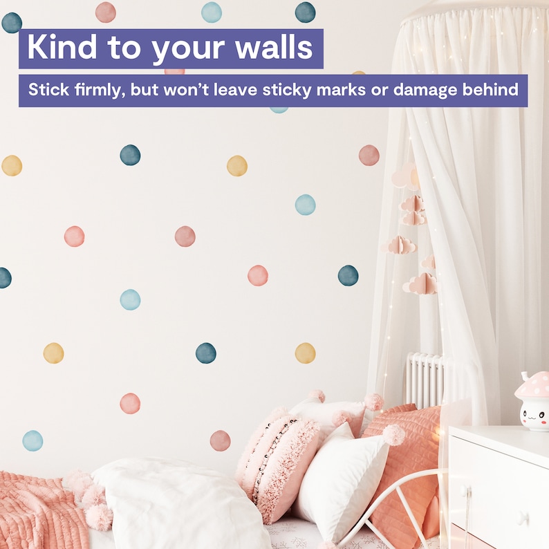 Pastel Watercolour Polka Dot Wall Decal | Rainbow Dot Wall Stickers ...
